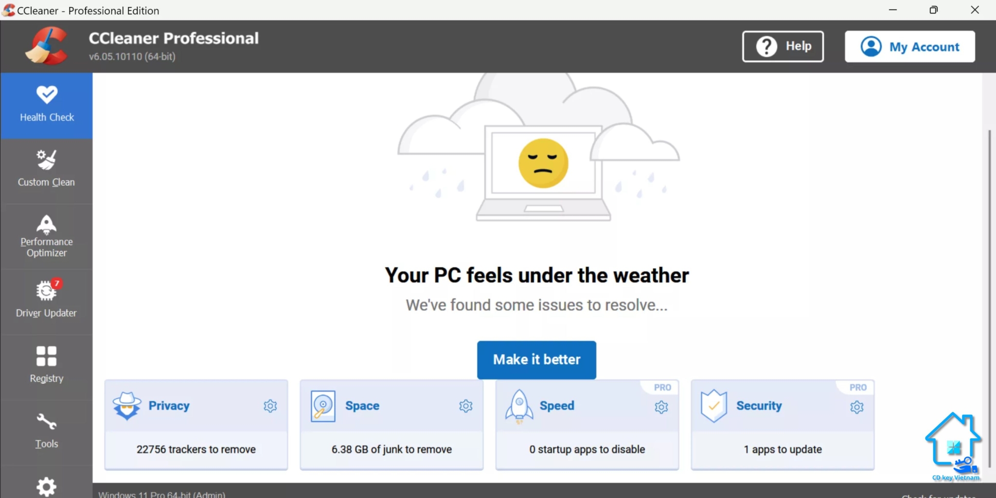 Gói Kích Hoạt CCleaner Professional - CD Key Vietnam